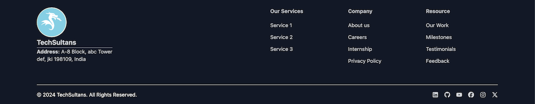 Create an Awesome Responsive Footer in React JS with Social Media Links | TechSultans